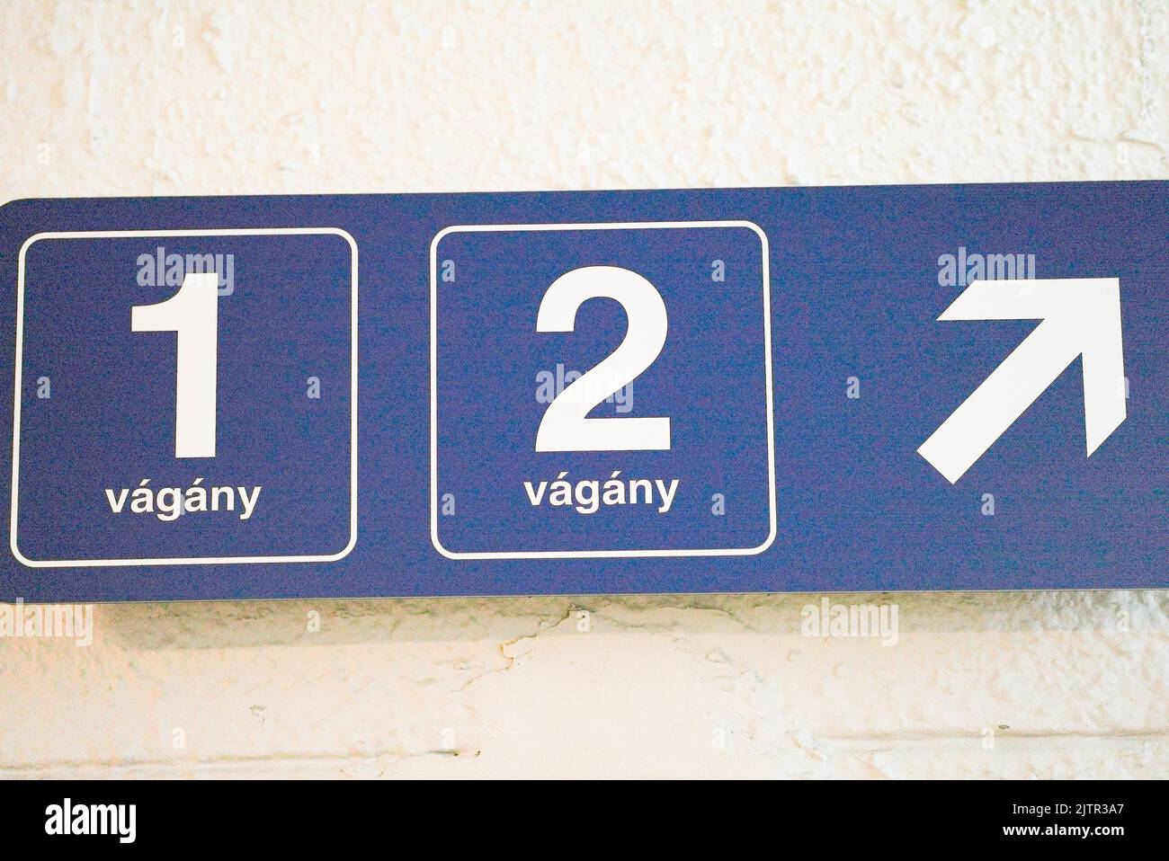first and second platform sign at a hungarian railway station Stock ...