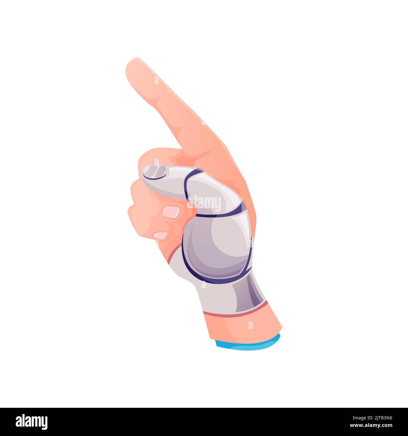 Robotic prosthesis human hand, pointing finger up isolated cartoon icon ...