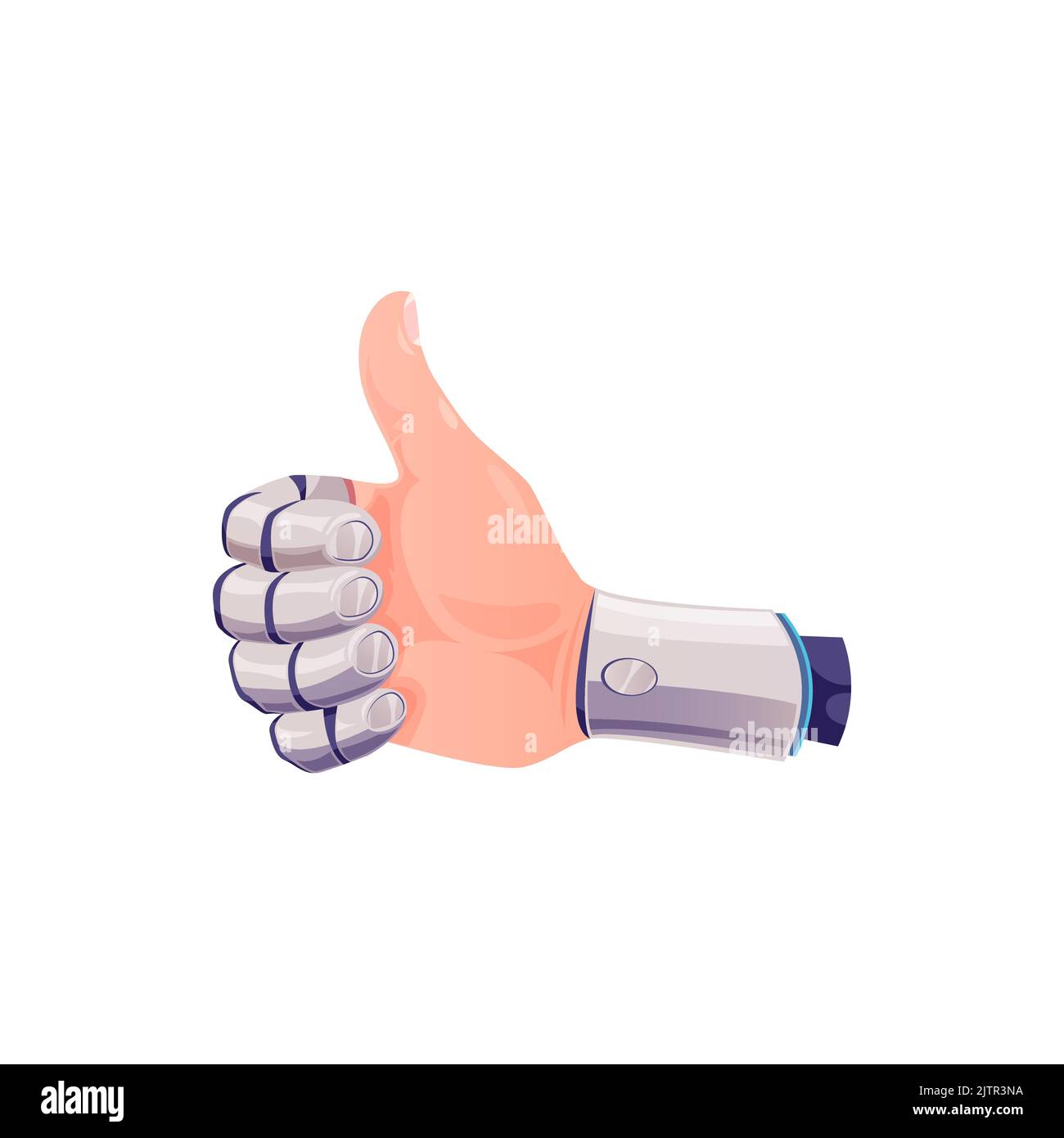 Robot hand or cyborg mechanical arm with thumb up gesture, vector ...