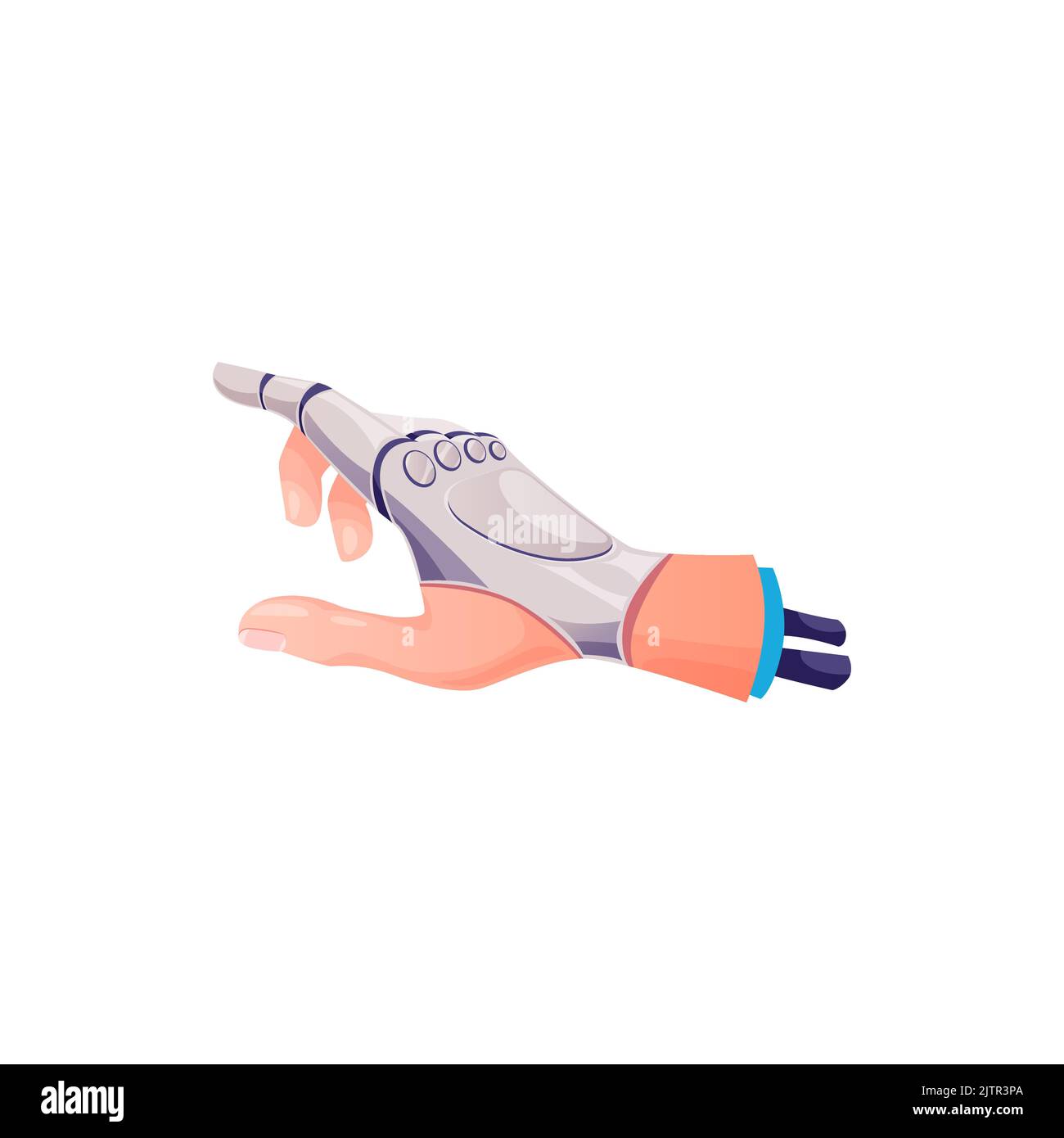Robotic artificial hand with metal pointing finger isolated innovation ...