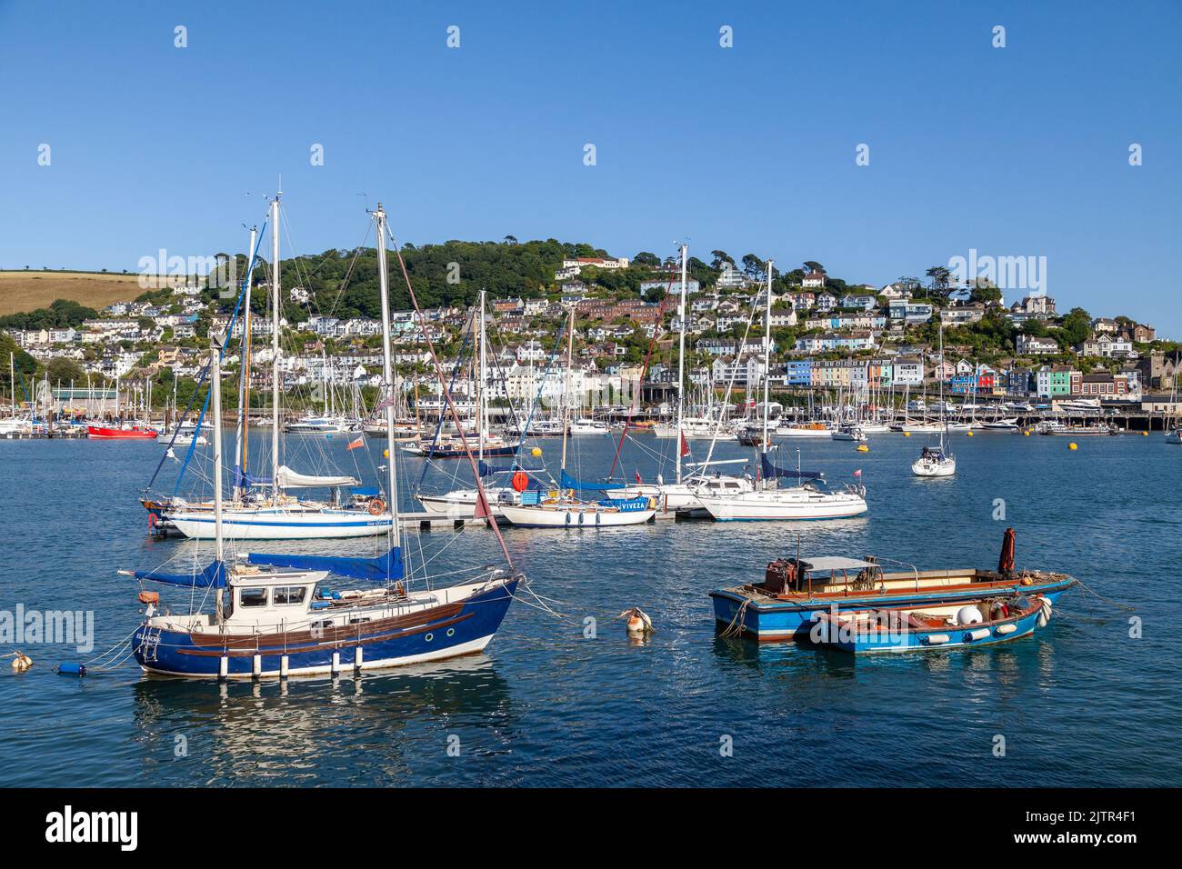 Boats at anchor in Dartmouth harbour, Devon Stock Photo - Alamy