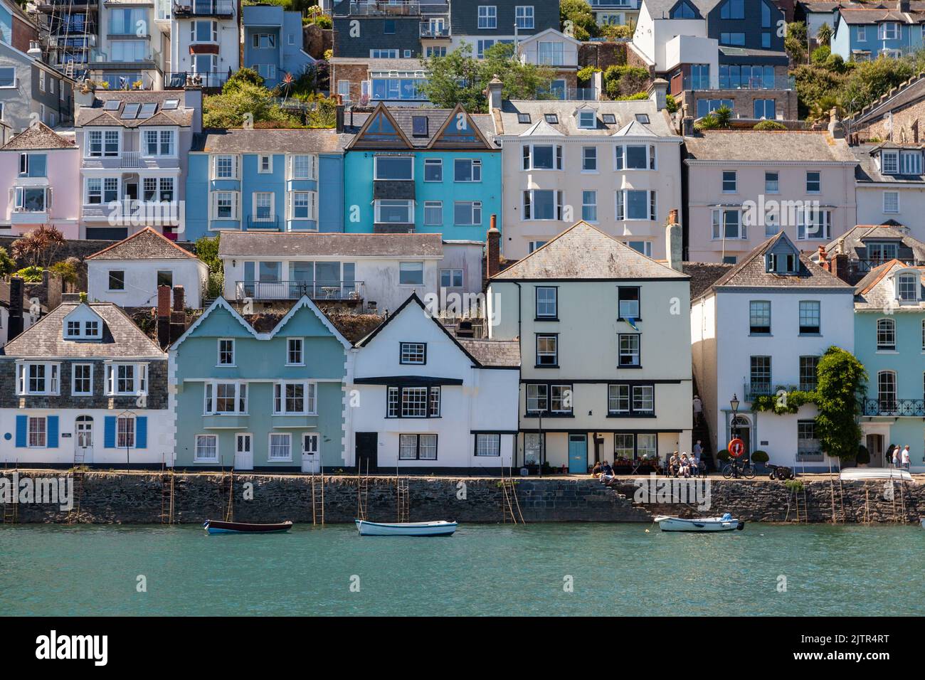 A view of the buildings beside the river dart in Dartmouth, Devon ...