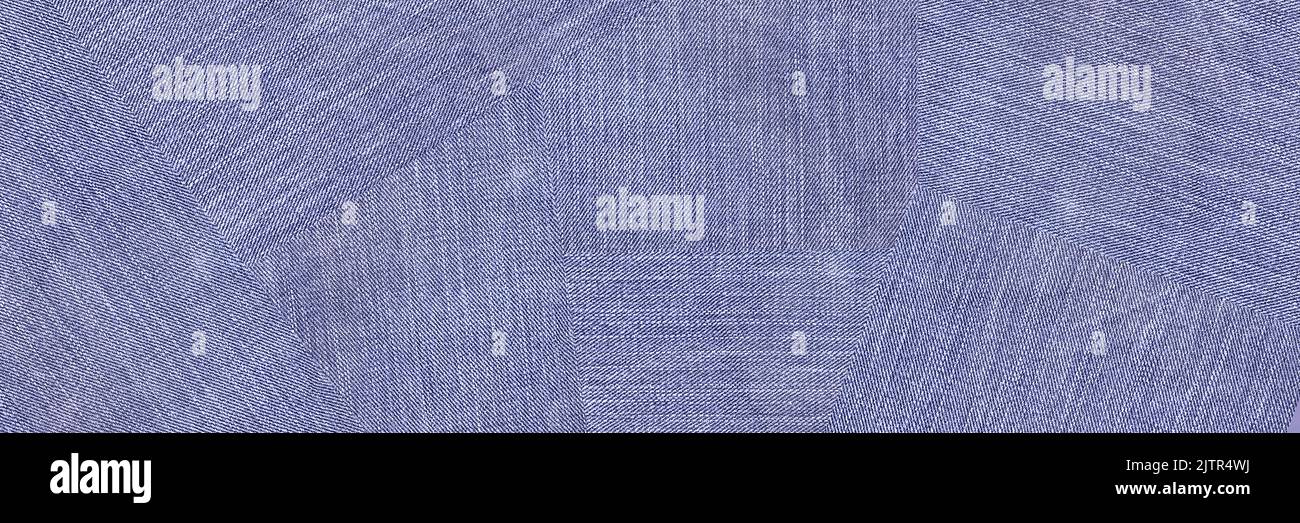 A denim blue jean closeup, banner with space for text. View of old ...