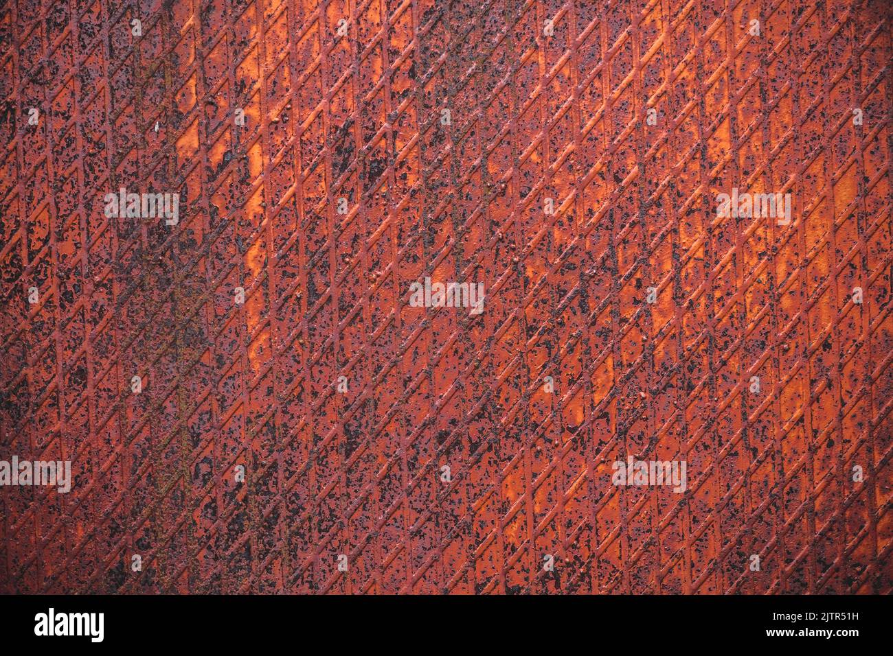 Industrial old rust metal steel sheet with rhombus shapes or checkered ...
