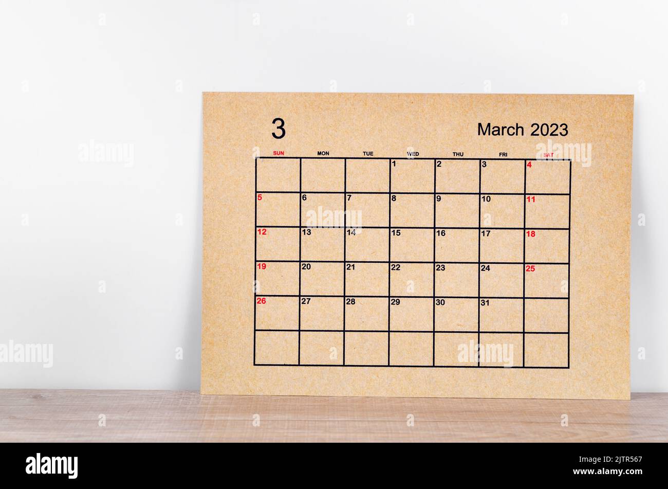 March 2023 Monthly calendar for 2023 year on wooden table Stock Photo ...