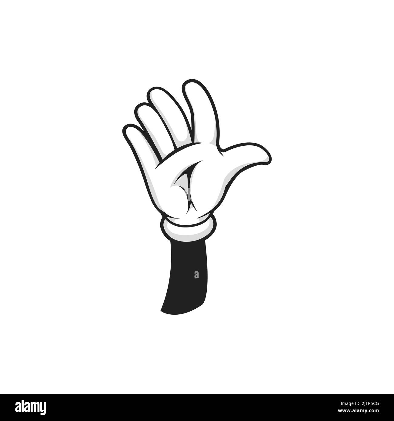 Five fingers hand gesture isolated cartoon high five arm palm in glove ...