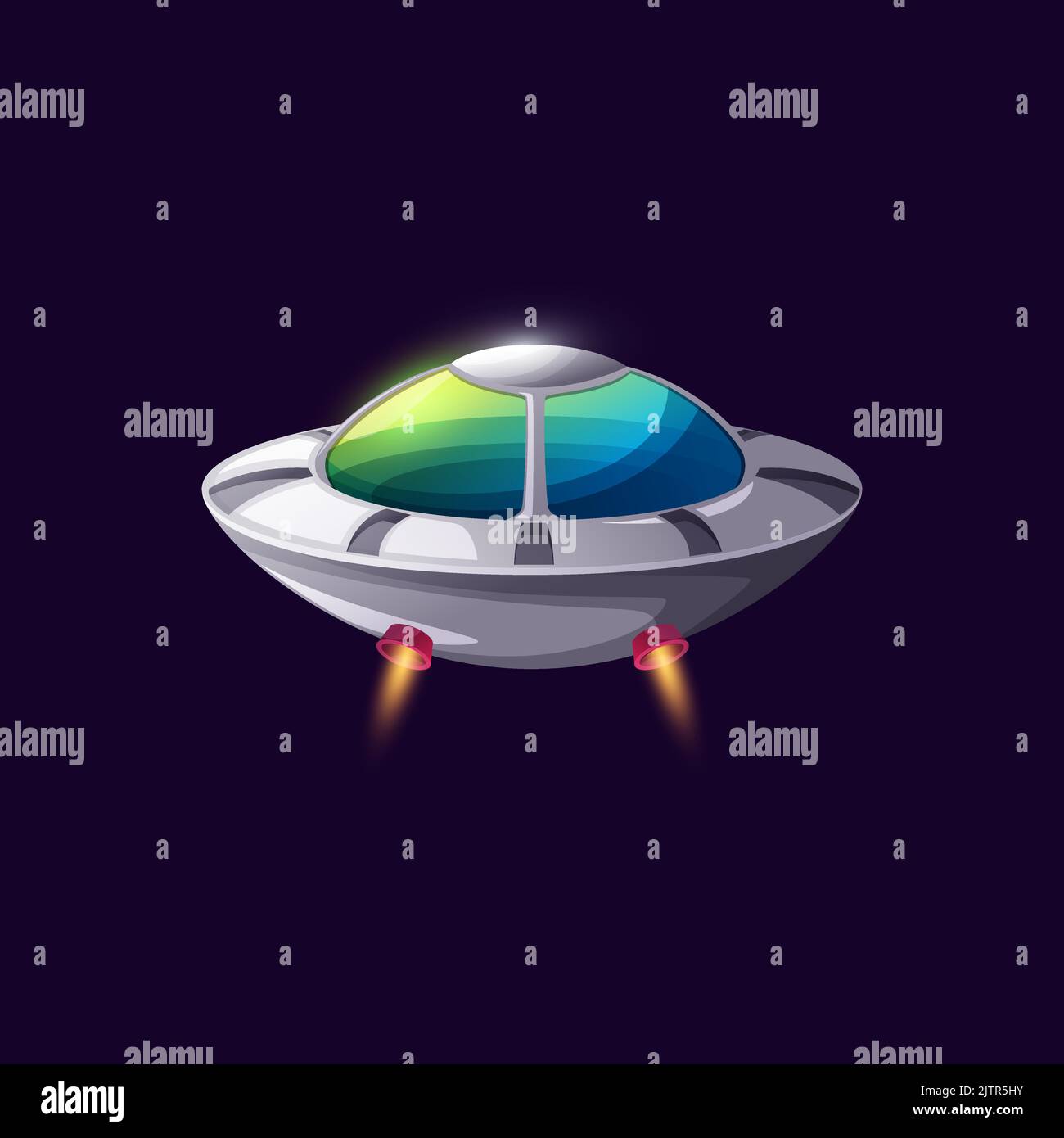 Cartoon spacecraft alien craft isolated ufo saucer ship game animation ...