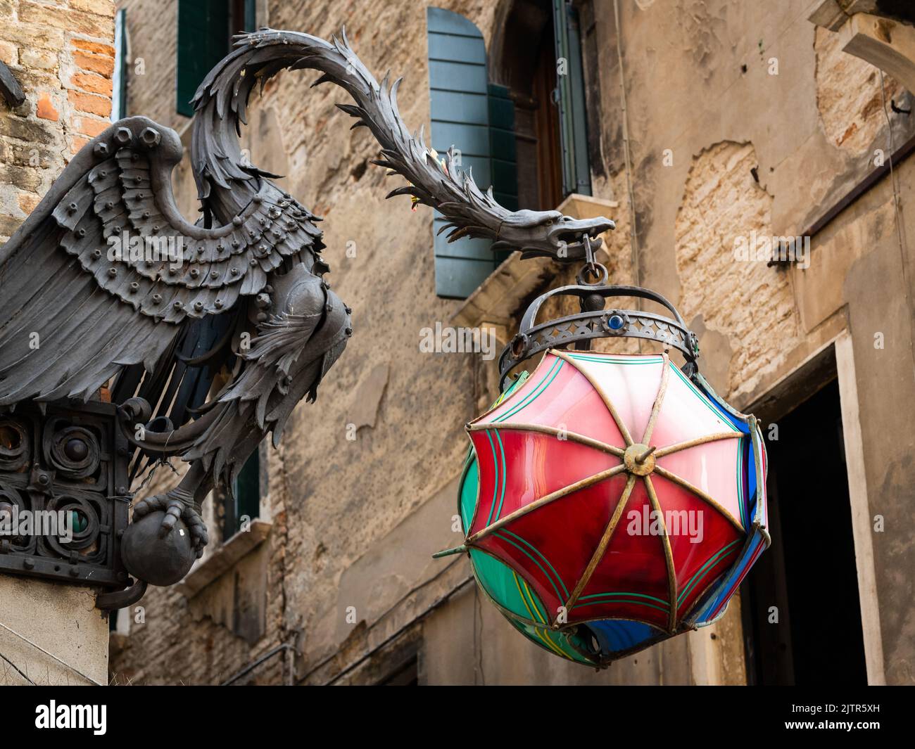 Venice, Italy - October 28, 2021: Statue of a dragon made of bronze ...
