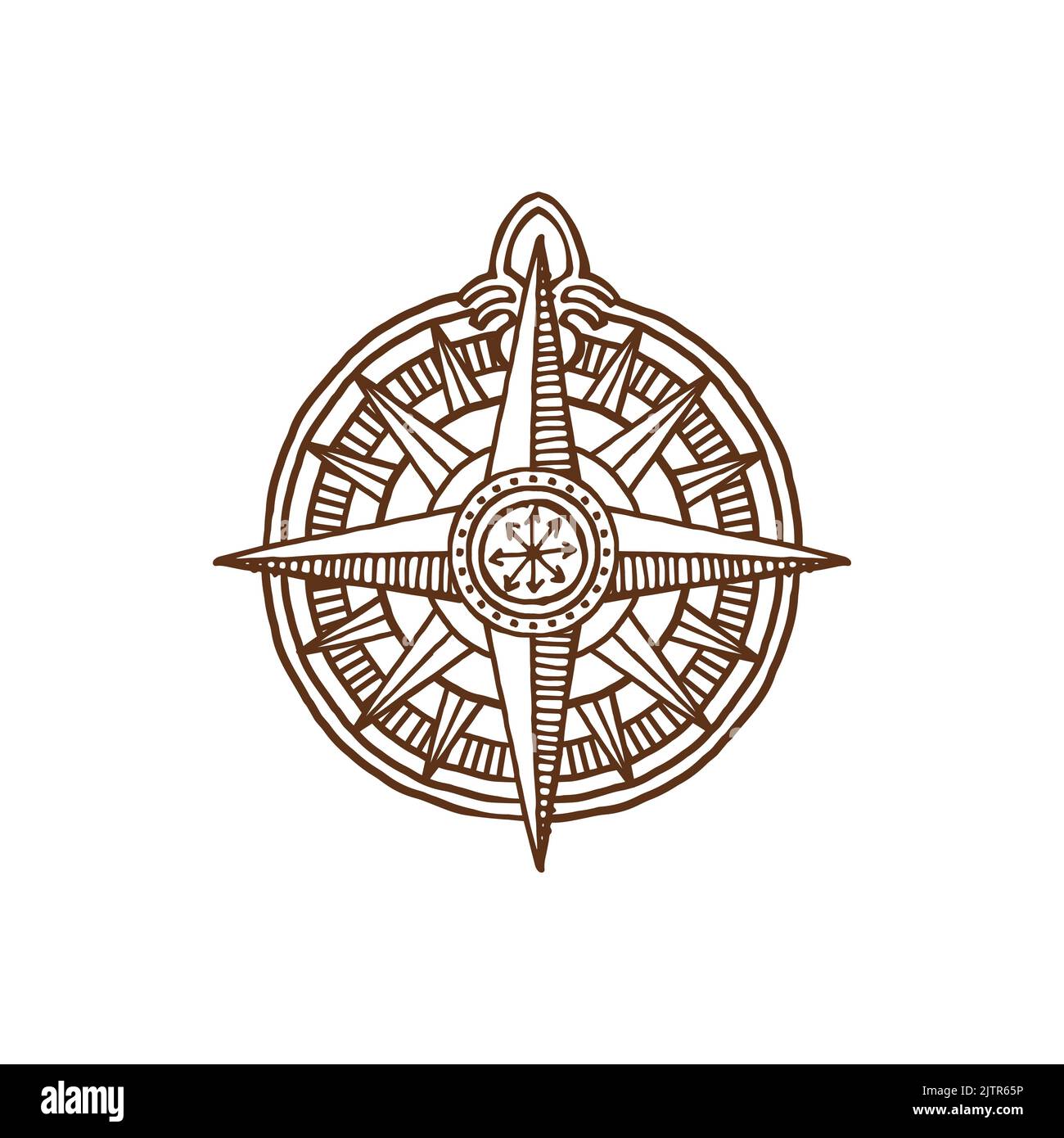 Retro wind of rose, vintage compass isolated medieval map sign. Vector ...