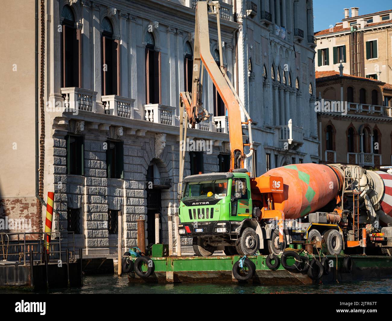 Venice, Italy - October 28, 2021: Construction work on Canale Grande on ...