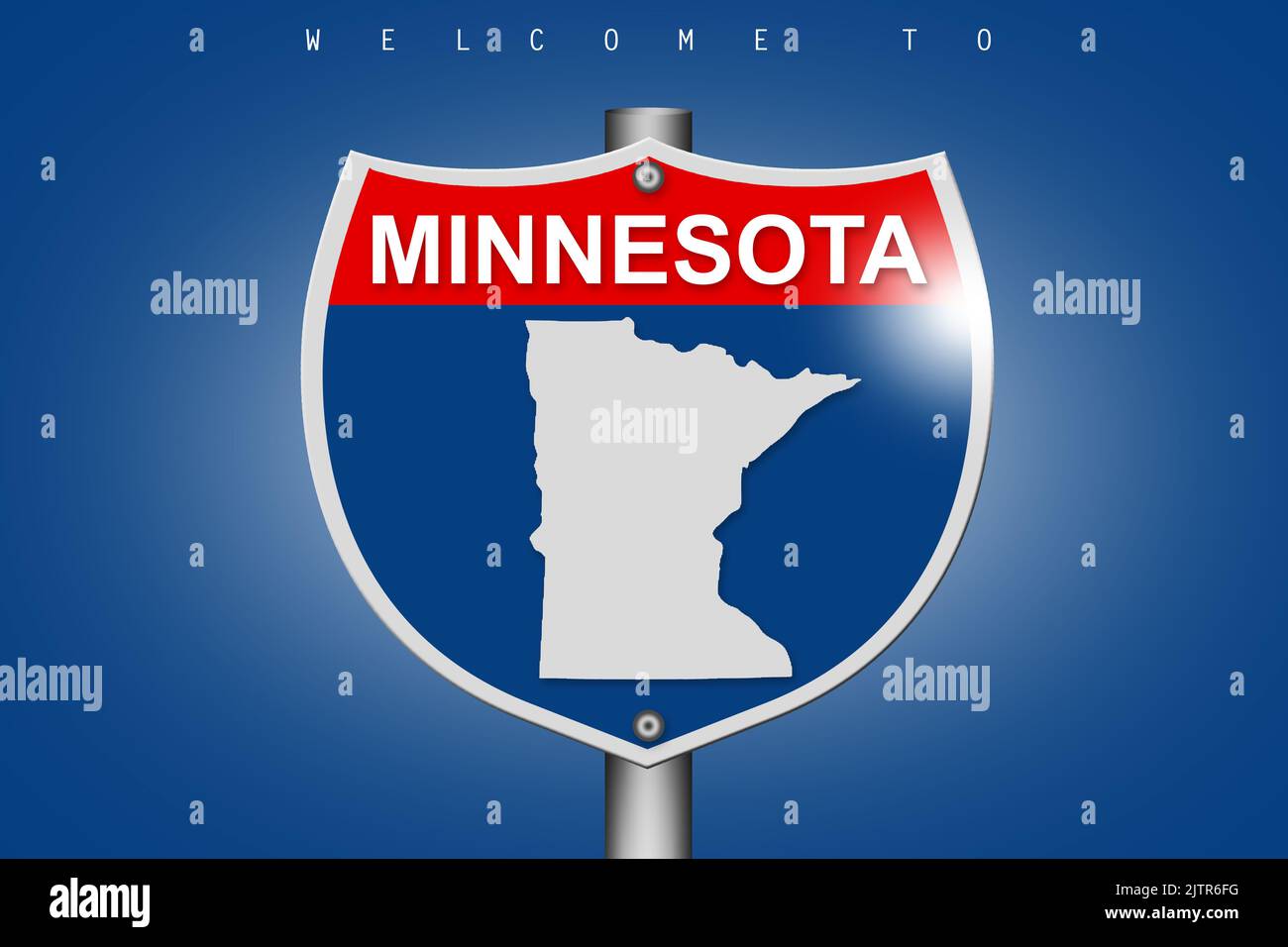 Minnesota on highway road sign over blue background, 3d rendering Stock ...
