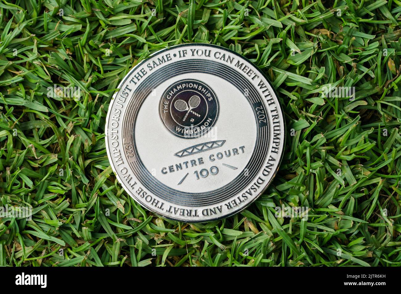 Detail of the Centenary Coin at The Championships 2022 at Wimbledon ...