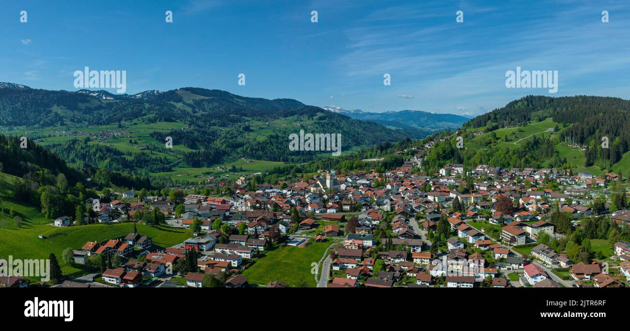 Aerial view to the region of Oberstaufen in bavarian Allgaeu Stock ...