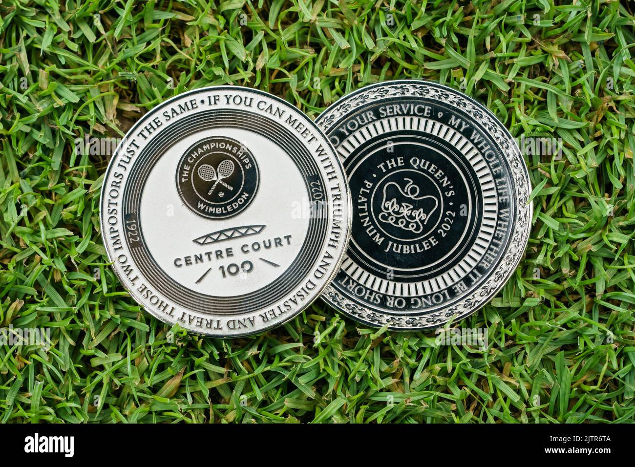 Detail of the Centenary Coin at The Championships 2022 at Wimbledon ...
