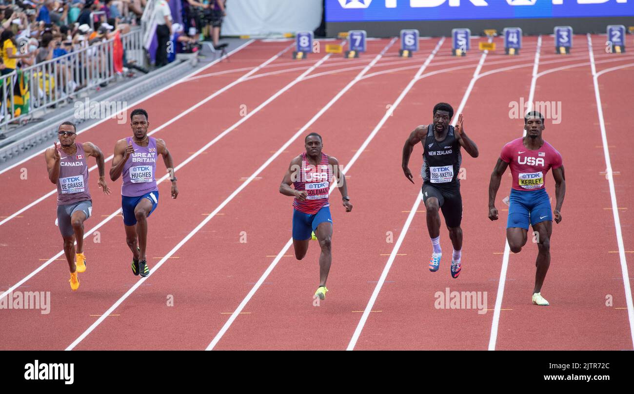 Andre De Grasse, Zharnel Hughes, Christian Coleman, Edward Osei-Nketia ...