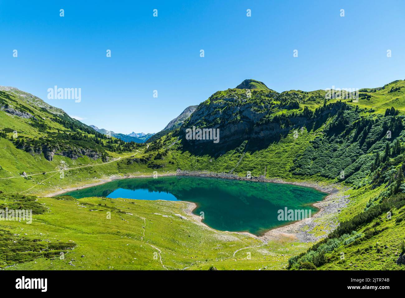 Natural landscape at Formarinsee in the Lechquellen Mountains Stock ...