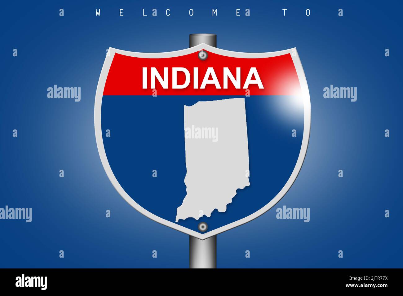 Indiana on highway road sign over blue background, 3d rendering Stock ...