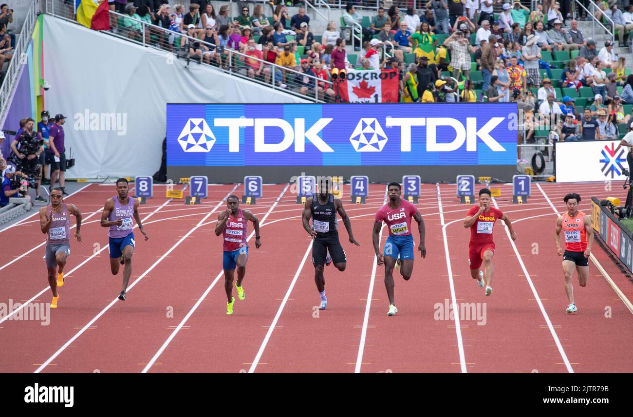Andre De Grasse, Zharnel Hughes, Christian Coleman, Edward Osei-Nketia ...