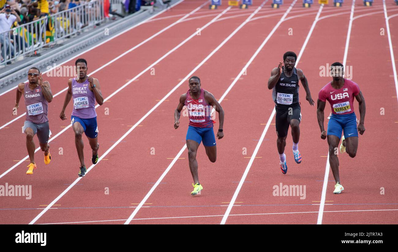 Andre De Grasse, Zharnel Hughes, Christian Coleman, Edward Osei-Nketia ...