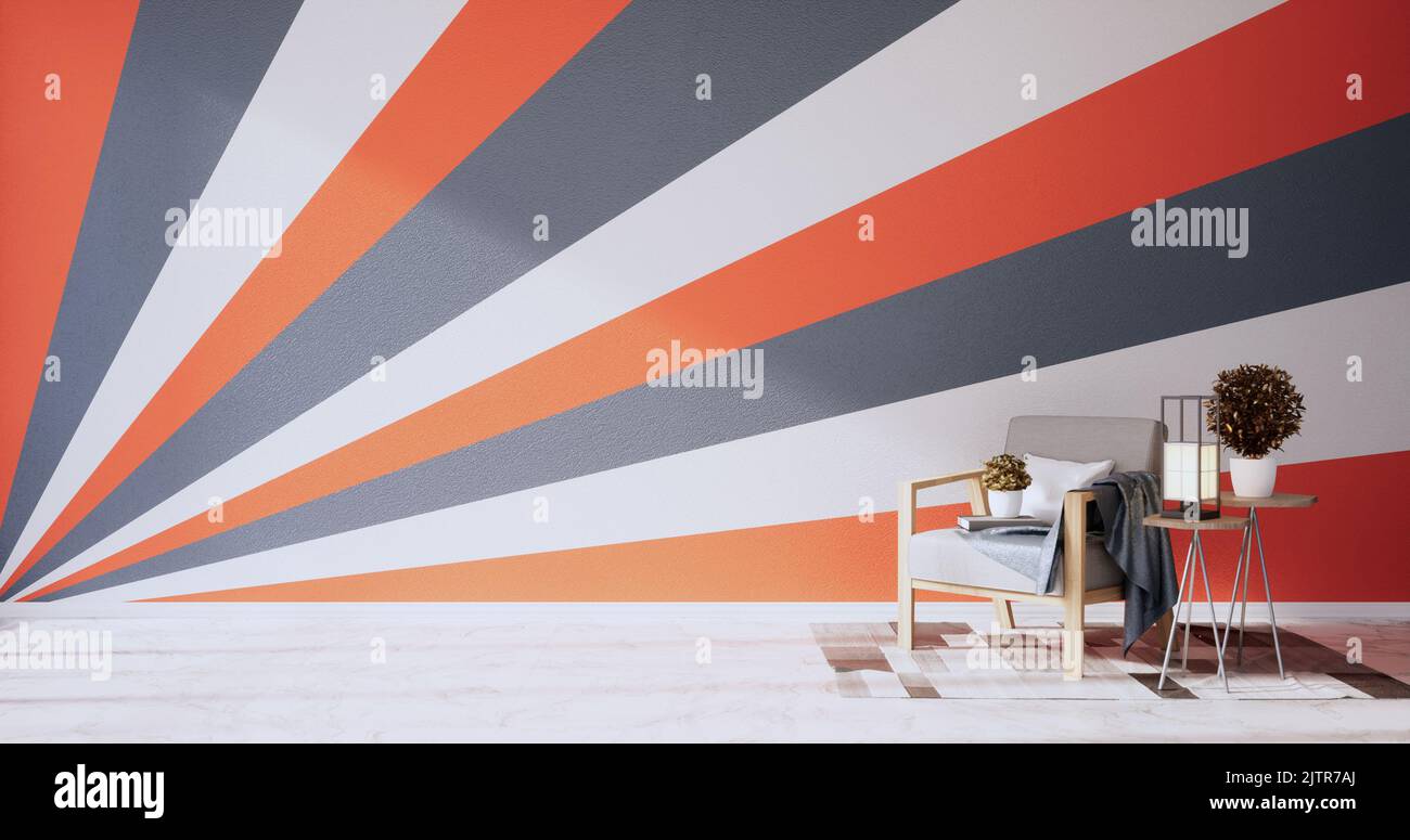 Orange and grey wall on living room two tone colorful design.3D ...