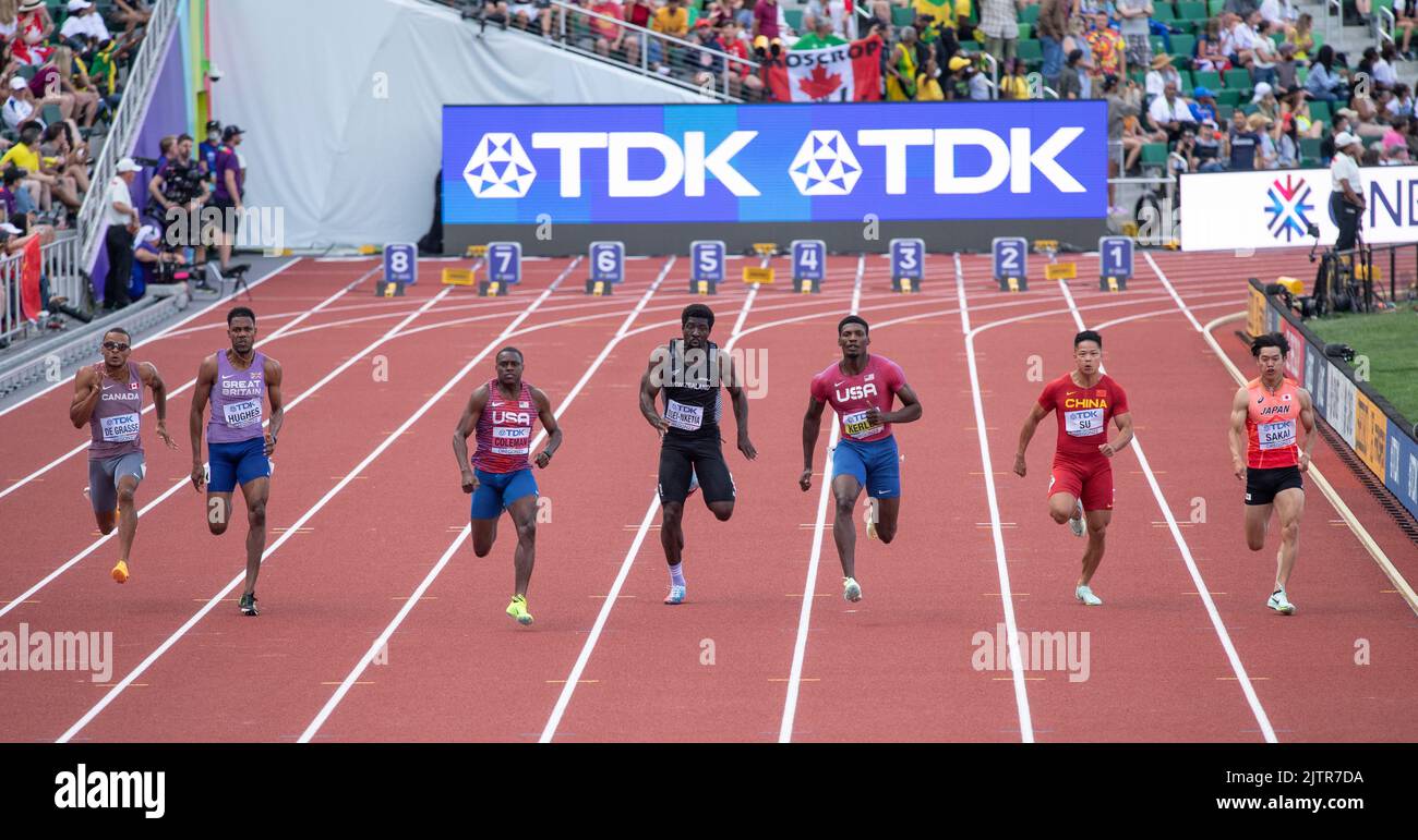 Andre De Grasse, Zharnel Hughes, Christian Coleman, Edward Osei-Nketia ...