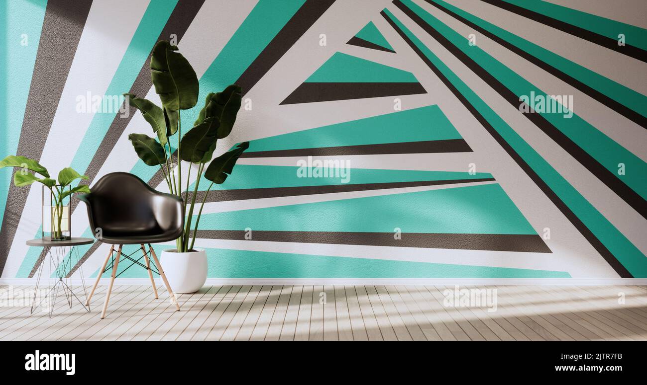 Black and Mint wall on living room two tone colorful design.3D ...