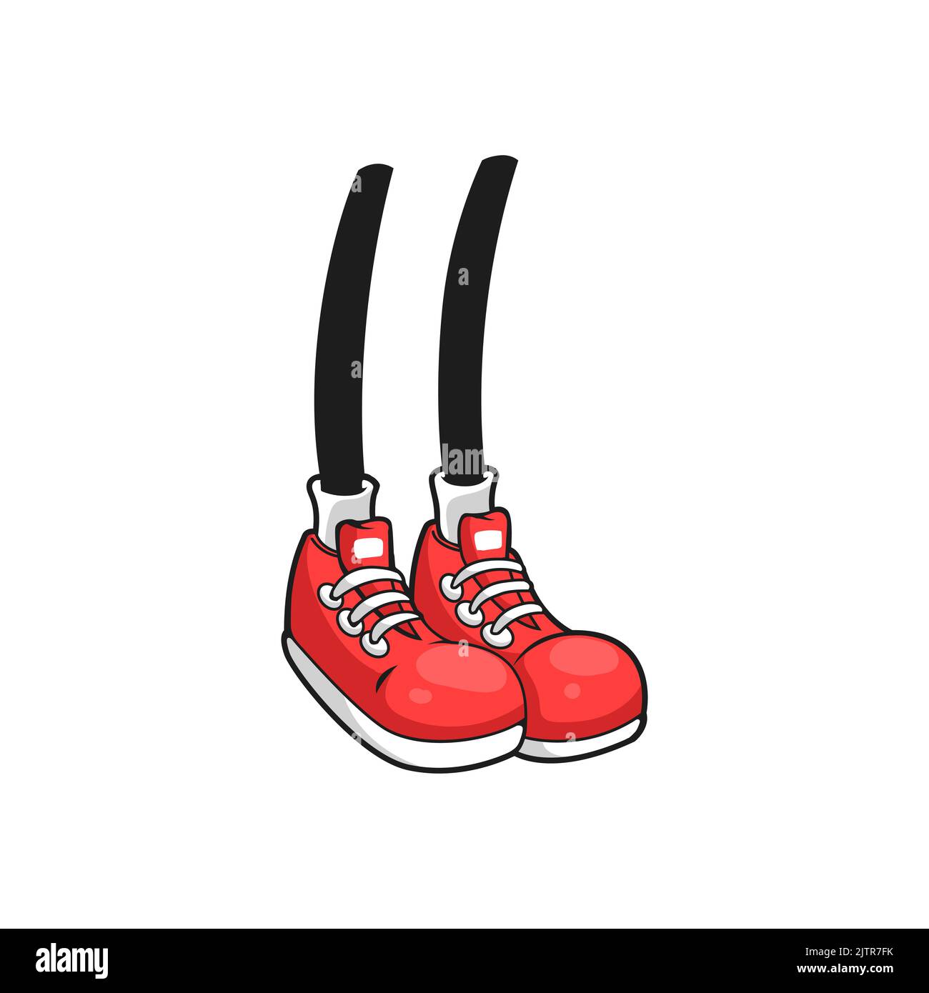 Human legs in red sportive skaters isolated comic flat cartoon foots ...