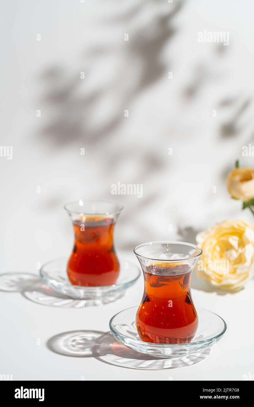 Turkish tea in traditional glass Stock Photo - Alamy