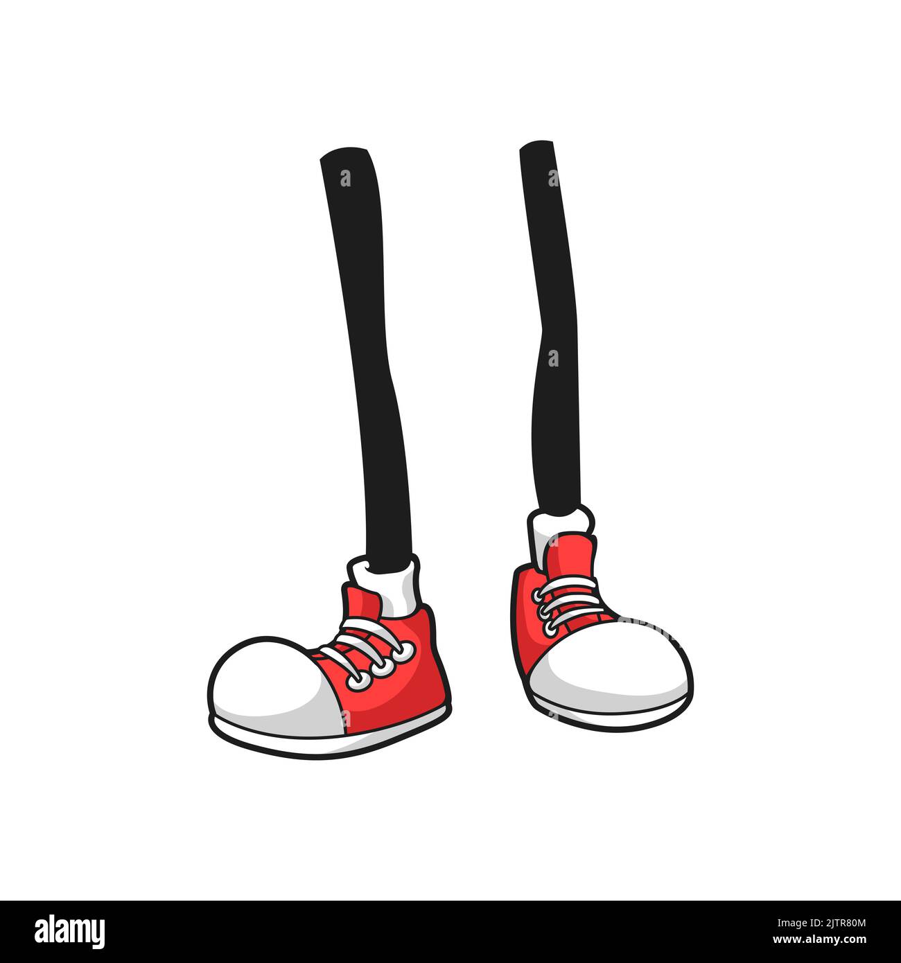 Comic foots in red sport shoes isolated cartoon walking legs. Vector ...