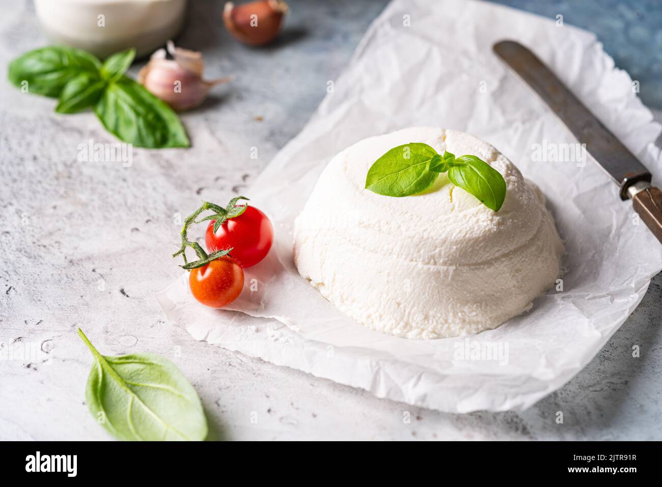 Homemade Italian ricotta cheese Stock Photo - Alamy