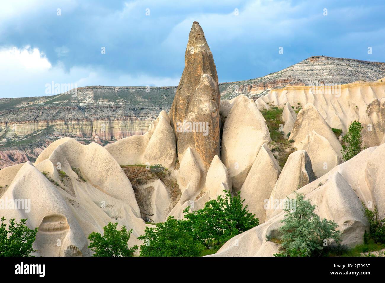 Volcanic rocks and limestone cliffs in Cappadocia valley. Turkey ...