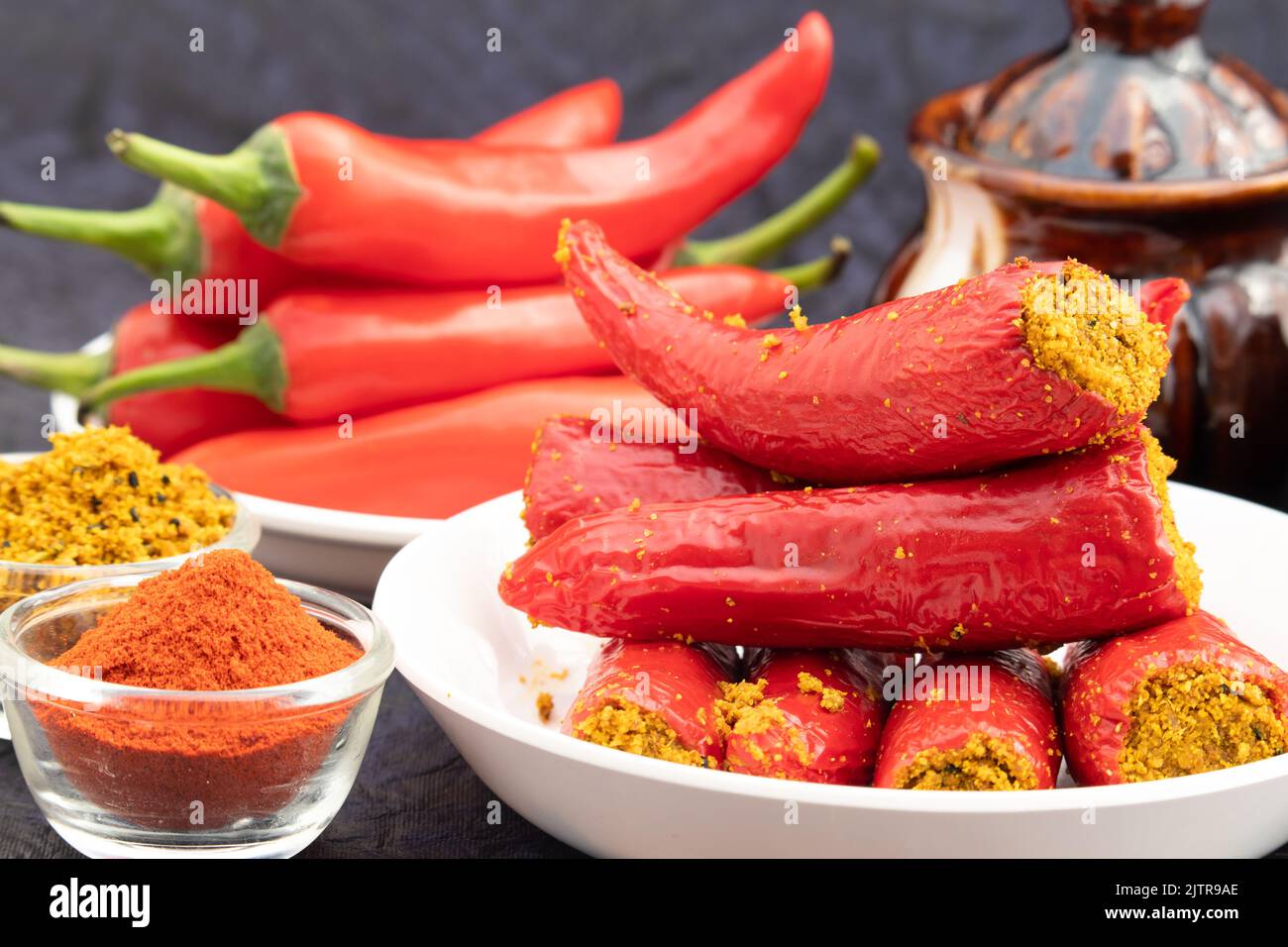 Traditional Homemade Red Chilli Pickle Also Known As Moti Teekhi Lal ...