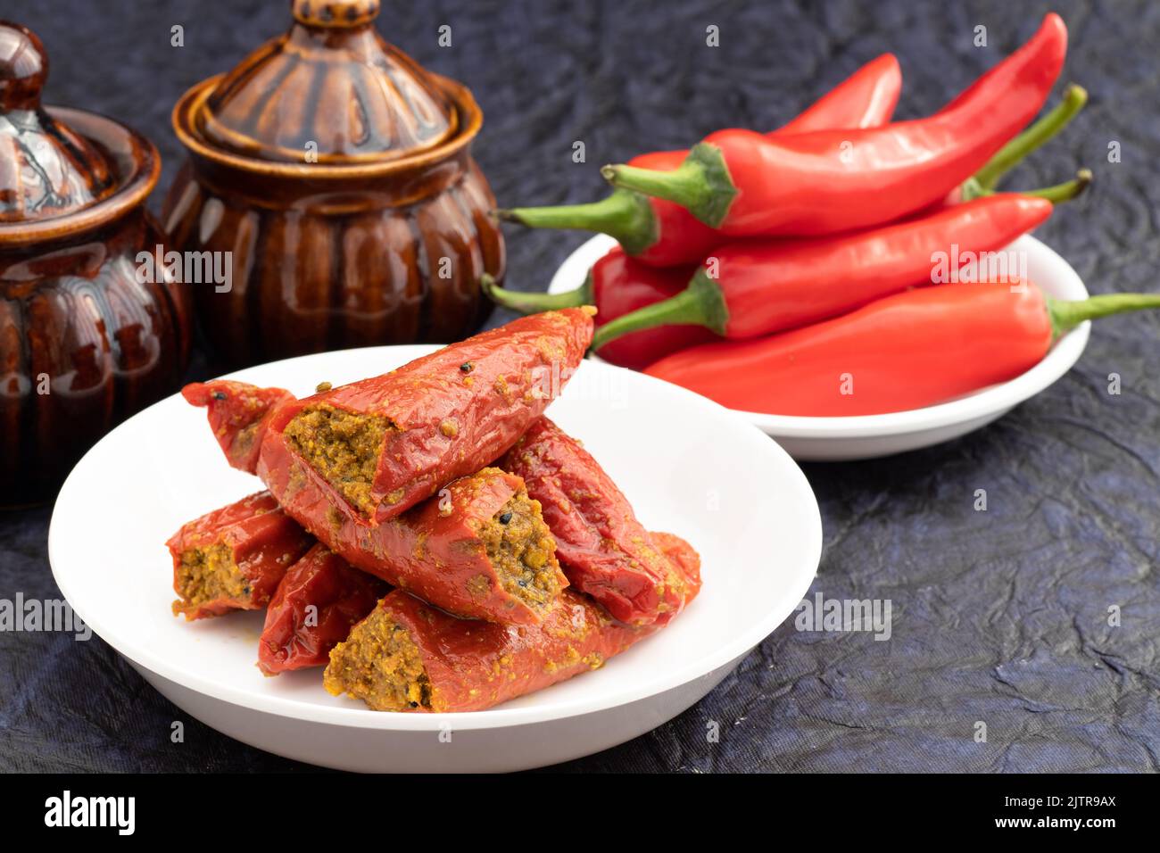 Traditional Homemade Red Chilli Pickle Also Known As Moti Teekhi Lal ...