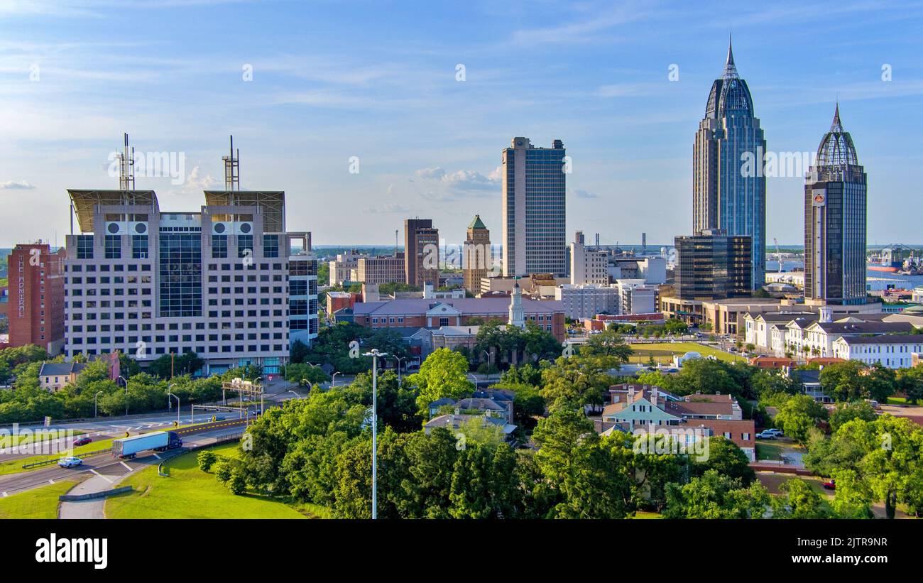 The downtown Mobile, Alabama waterfront skyline Stock Photo - Alamy