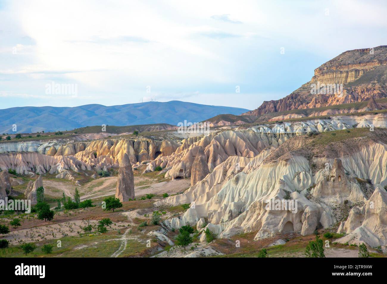 Volcanic rocks and limestone cliffs in Cappadocia valley. Turkey ...