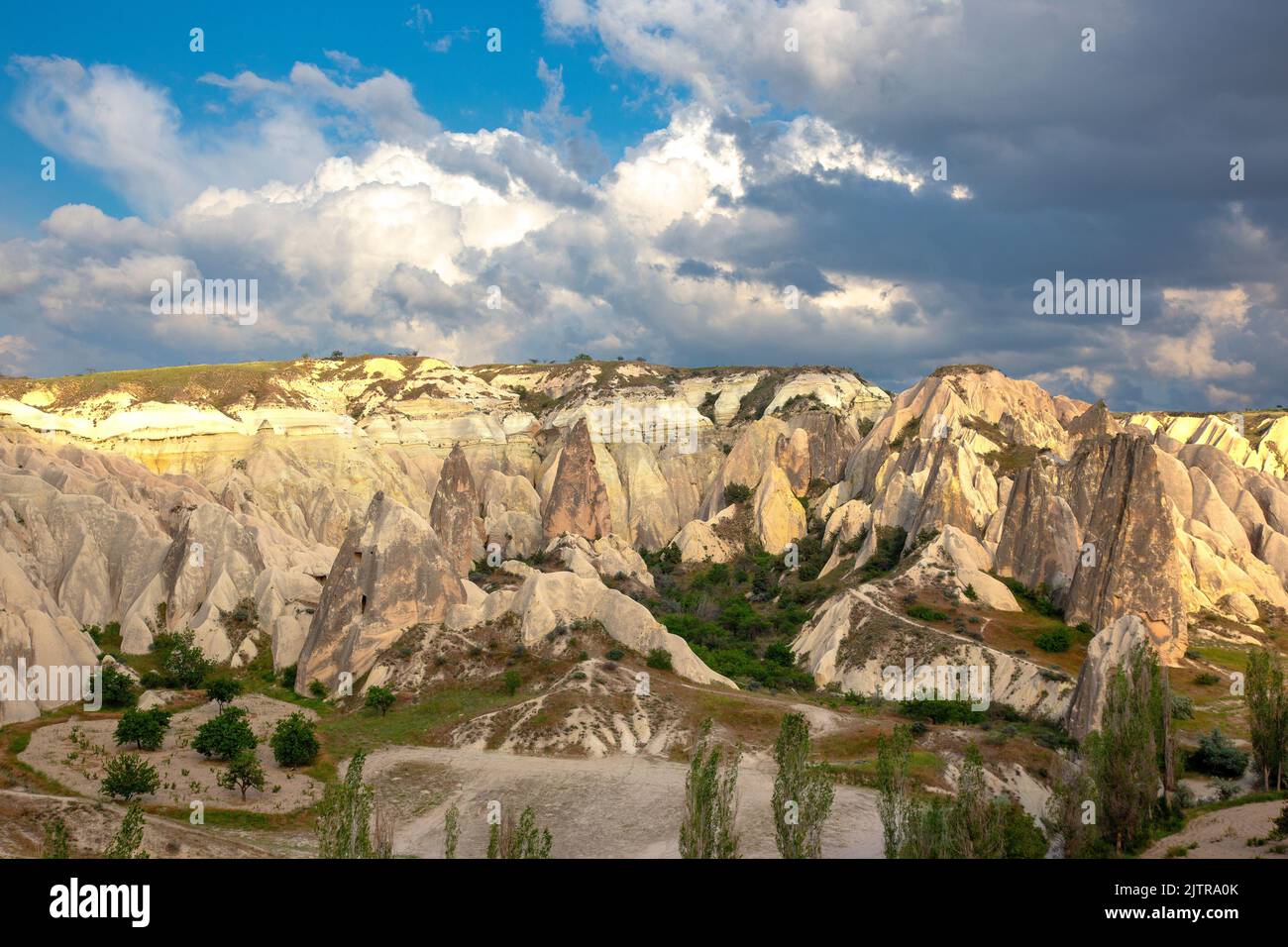 Volcanic rocks and limestone cliffs in Cappadocia valley. Turkey ...