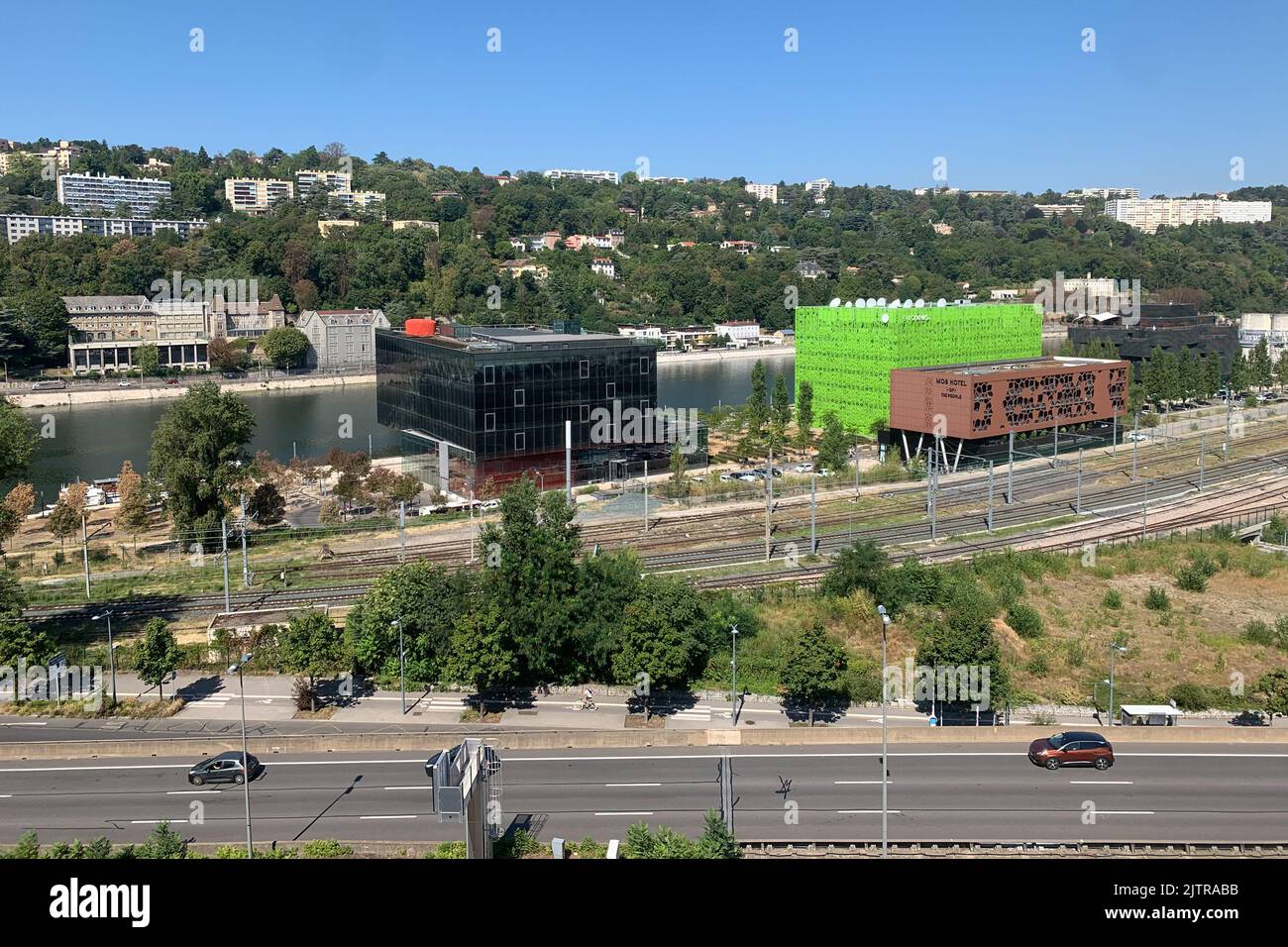 Confluence area seen from the roof terrace of Confluences Museum, lyon ...