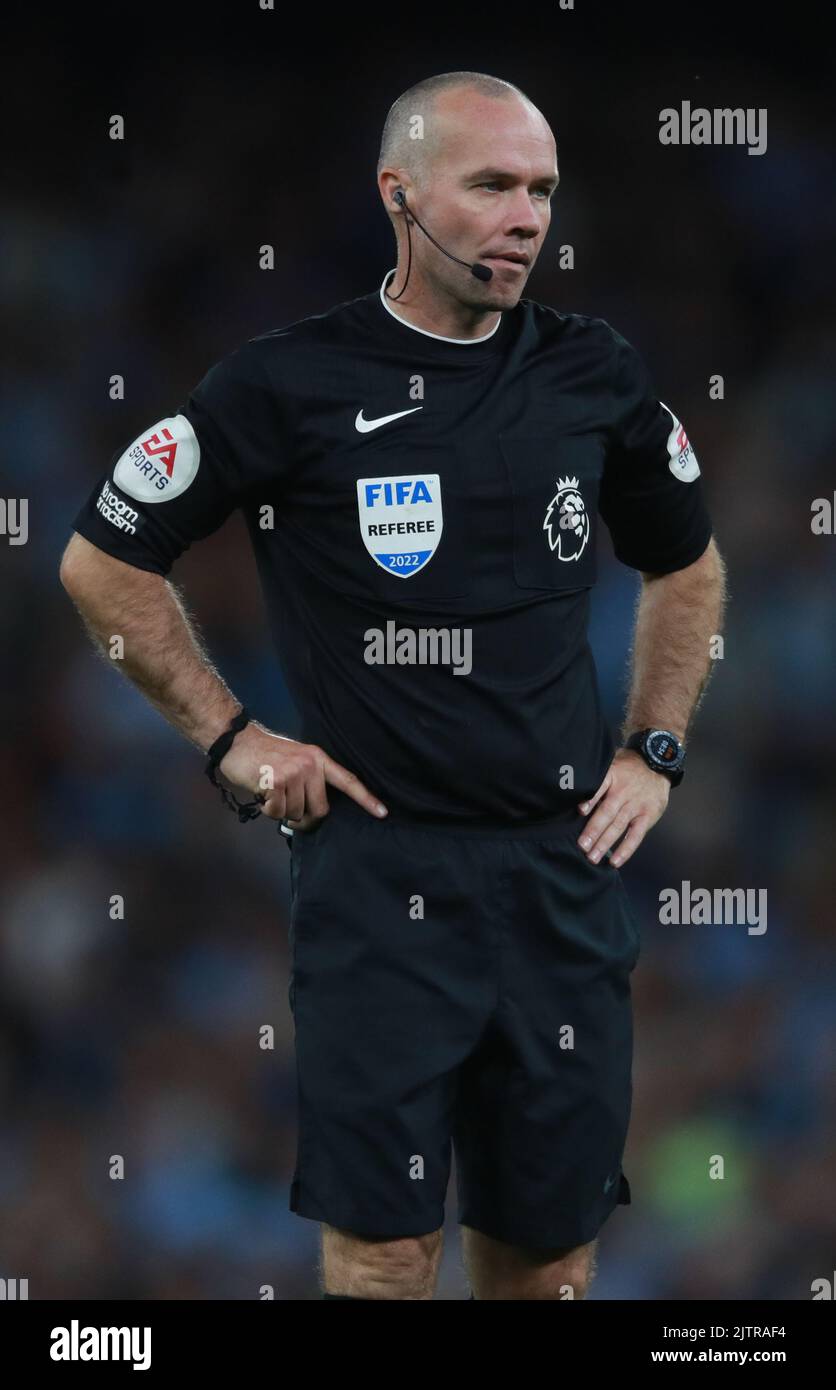 Manchester, England, 31st August 2022. Referee Paul Tierney during the ...