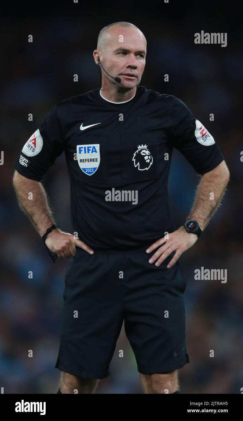 Manchester, England, 31st August 2022. Referee Paul Tierney during the ...