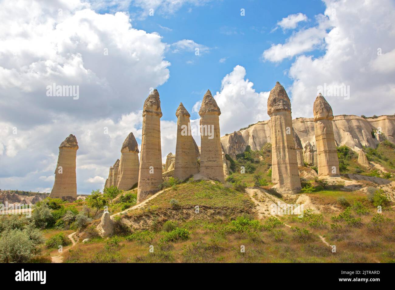 Volcanic rocks and limestone cliffs in Cappadocia valley. Turkey ...