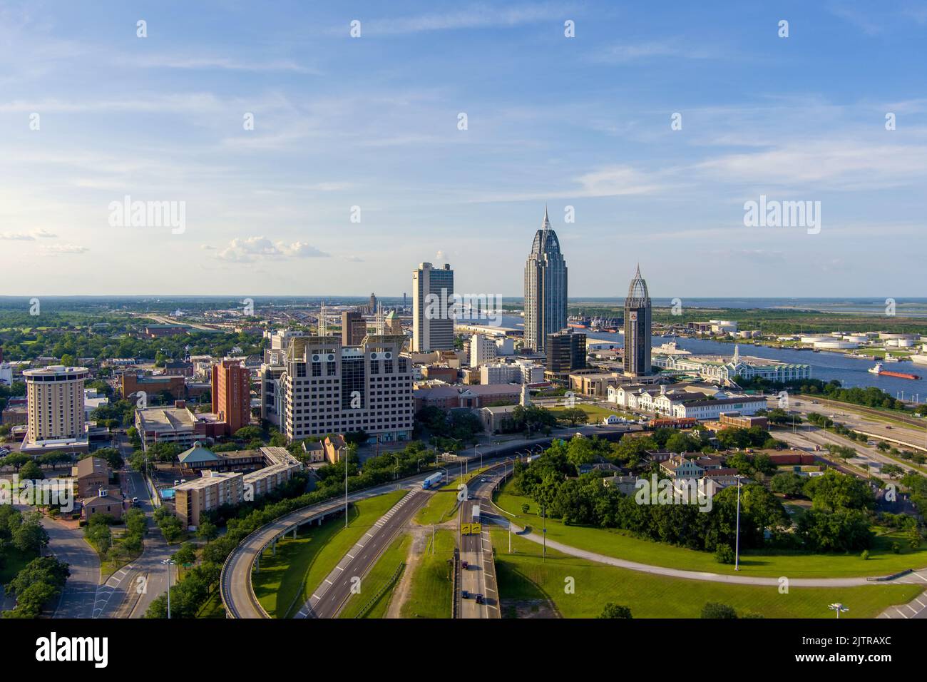 The downtown Mobile, Alabama waterfront skyline Stock Photo - Alamy