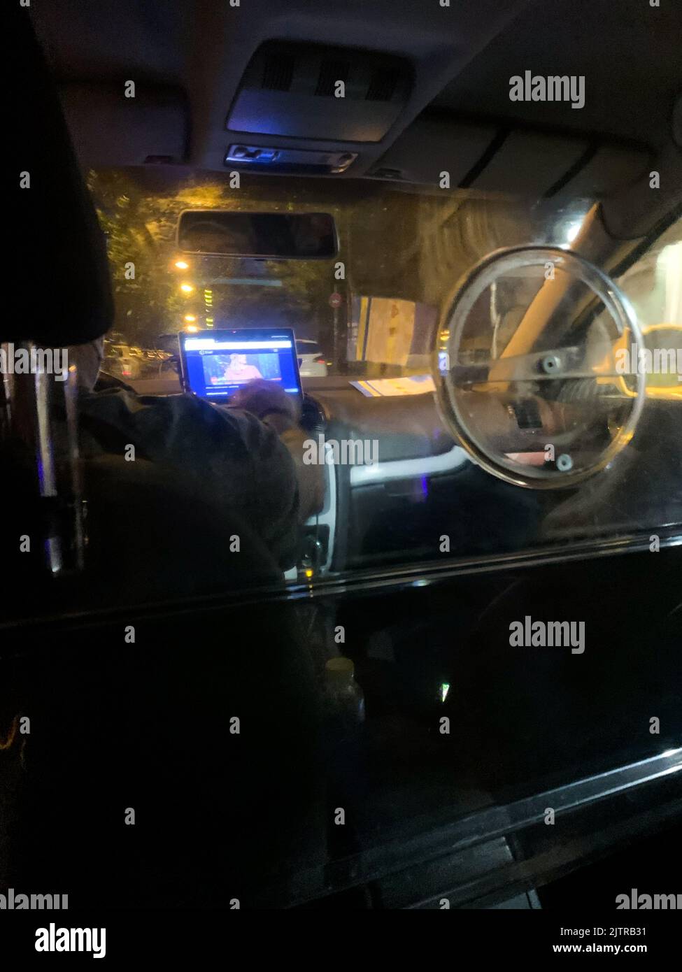 Anti-Coronarivus pandemia spread disposal settled in a taxi, , Athens ...