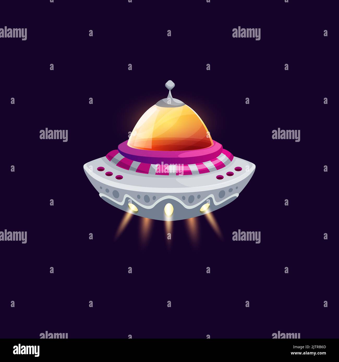 Intergalactic starship, cosmos galaxy invader spaceship, ui game asset ...