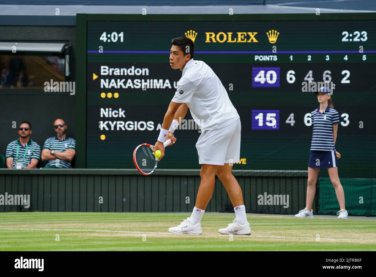 Brandon Nakashima of the USA in action at Wimbledon Championships 2022 ...