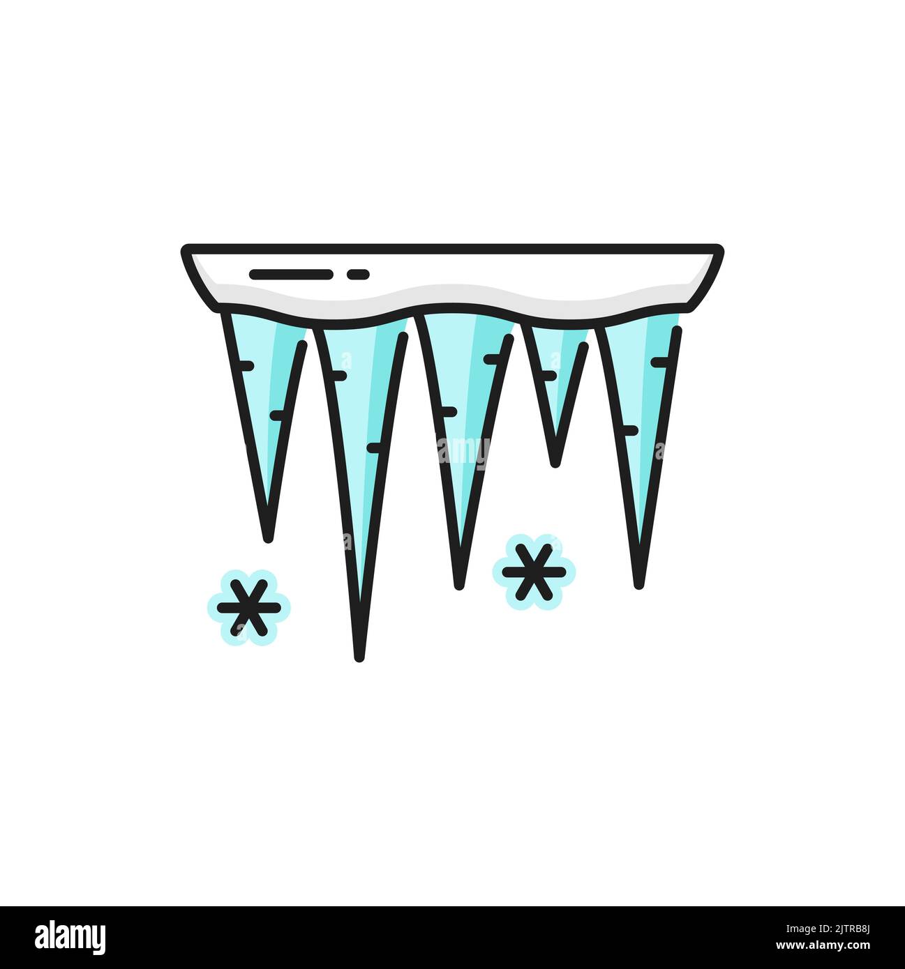 Weather forecast color outline icon of snow icicle, vector line ...