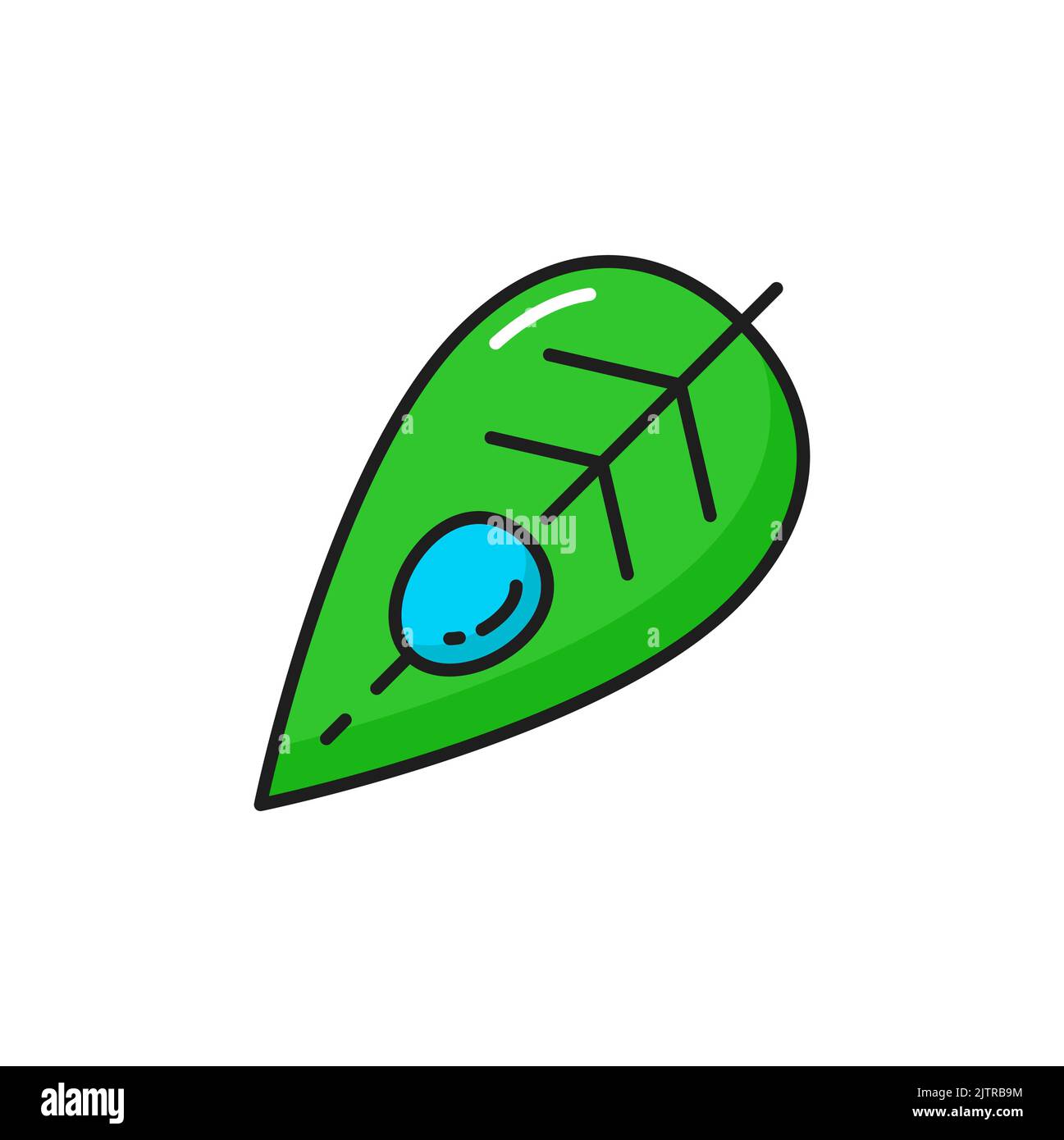 Weather forecast color outline icon of dew on leaf, vector line ...