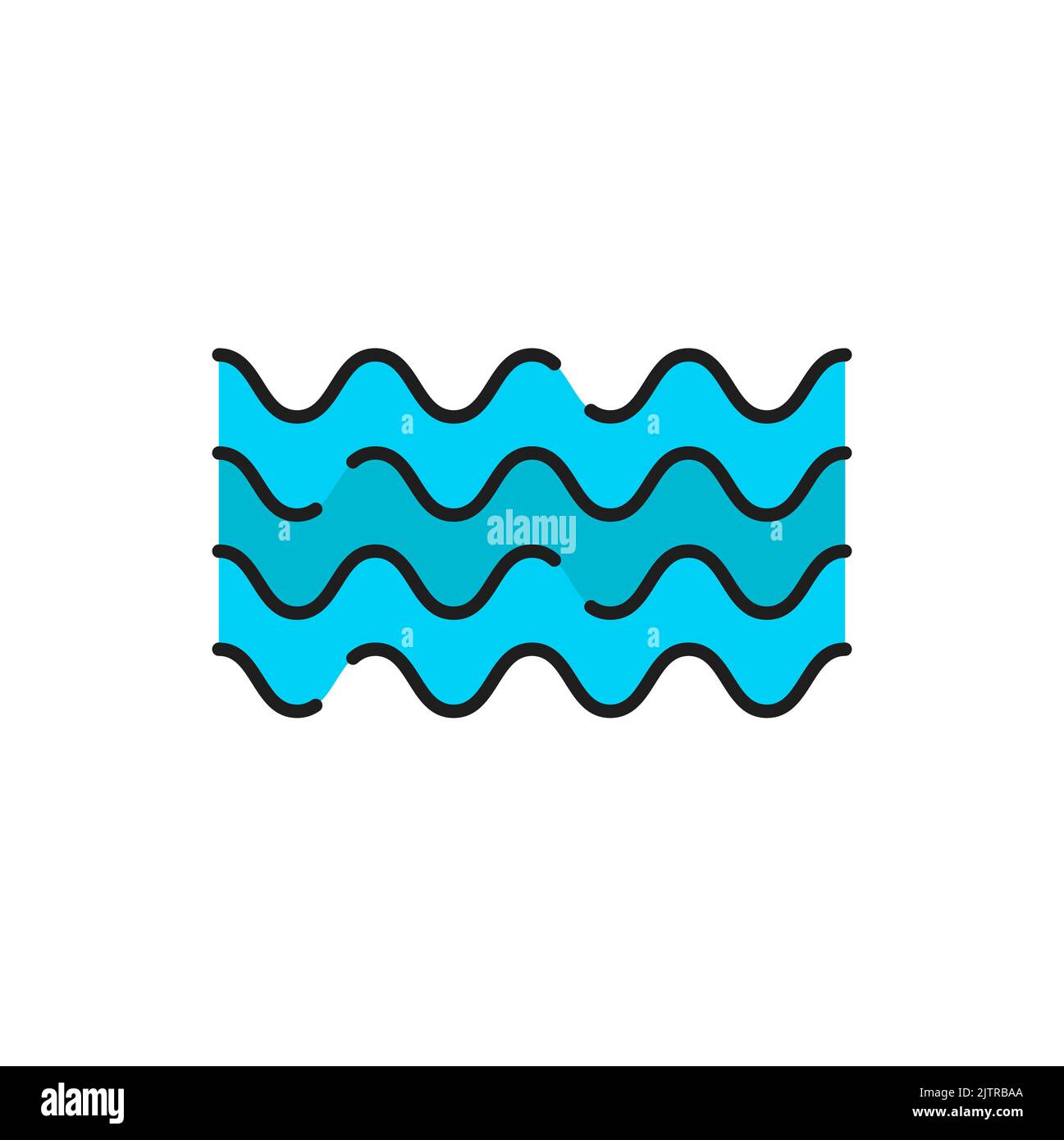 Weather forecast color outline icon of flood, vector line pictogram ...