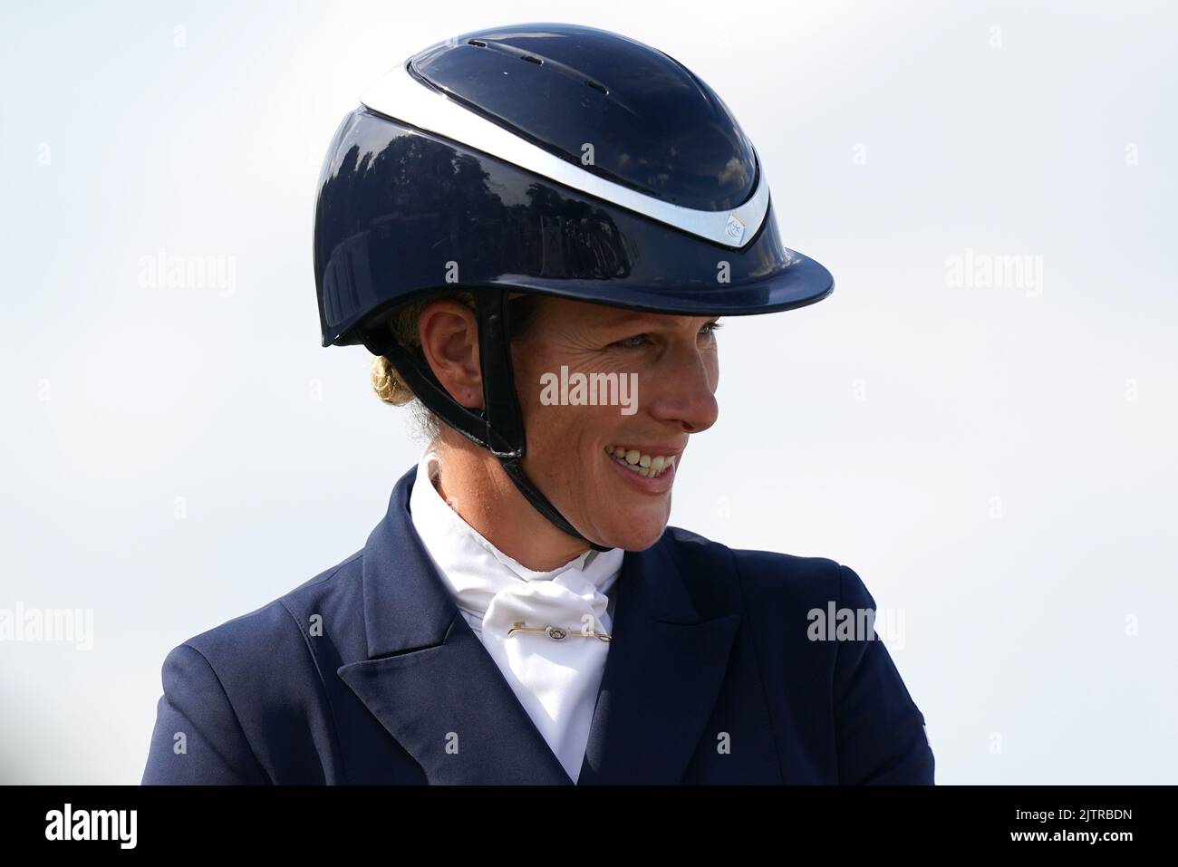 Zara Tindall heads over to the warm up area prior to their ...