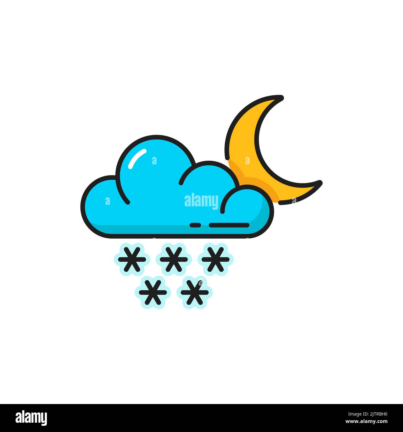 Weather forecast, snowfall icon, cloud and moon vector color outline ...