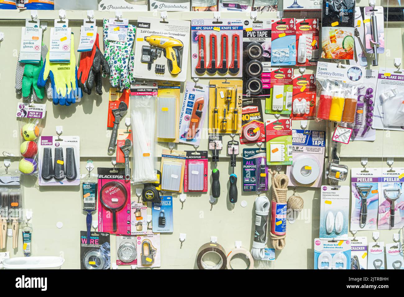 1 September 2022: Display of DIY tools in hardware store, London , UK ...